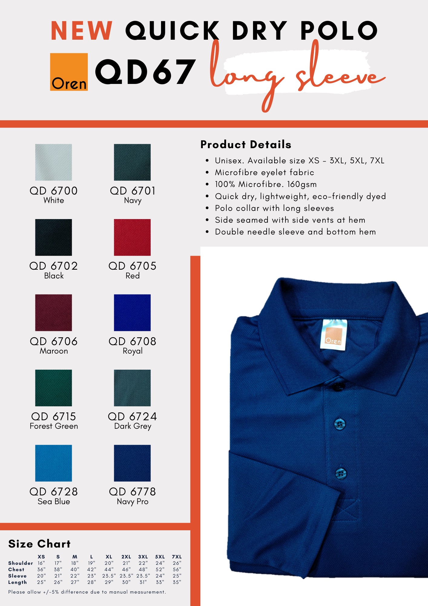 QUICK DRY MICROFIBRE LONG SLEEVES-QD6778-NAVY PRO | Hosanna Marketing